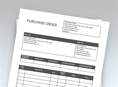 Purchase Order Purchase Order Form Printable Purchase Order Template Editable Order Form