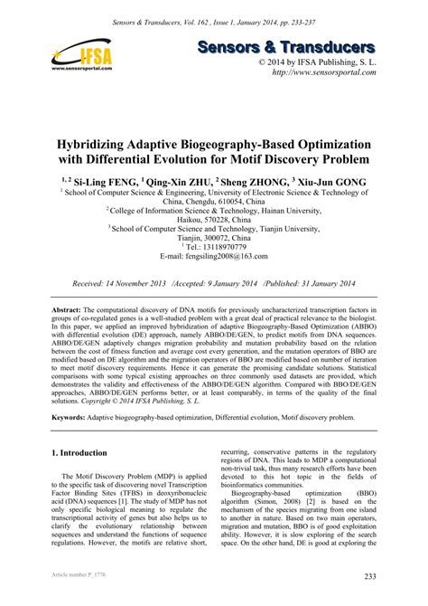 Pdf Hybridizing Biogeography Based Optimization With Differential