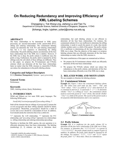 Pdf On Reducing Redundancy And Improving Efficiency Of Xml Labeling Schemes