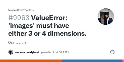 ValueError Images Must Have Either Or Dimensions Issue Tensorflow Models GitHub