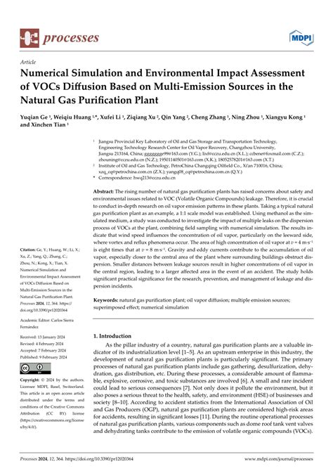 Pdf Numerical Simulation And Environmental Impact Assessment Of Vocs Diffusion Based On Multi