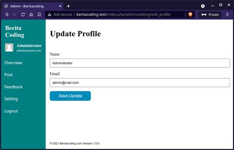 tutorial codeigniter 10 membuat fitur setting profile