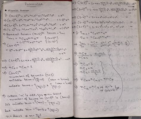 Formulas Binomial Theorem Rcbse