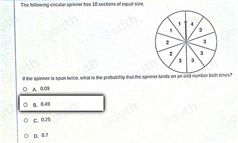 Solved The Following Circular Spinner Has 10 Sections Of Equal Size