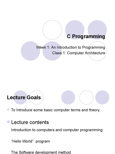 c programming week 1 an introduction to programming class 1 computer
