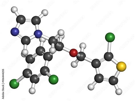 Tioconazole Antifungal Drug Molecule 3d Rendering Stock Illustration