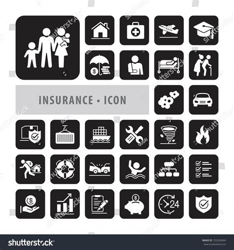 Insurance Icon Set Vector Illustration Icons Stock Vector Royalty Free
