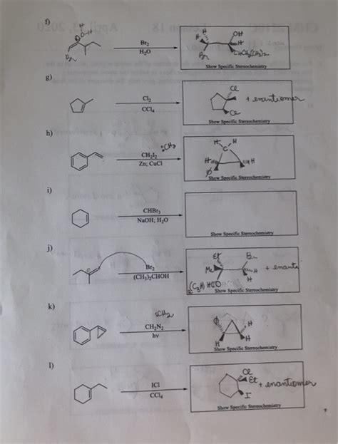 Solved 1. For each of the following reactions, draw the | Chegg.com