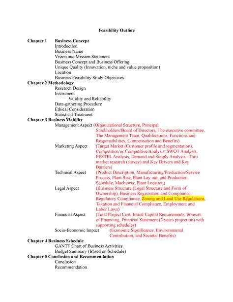 Feasibility Outline It Talks About The Outline Of Feasibility Study