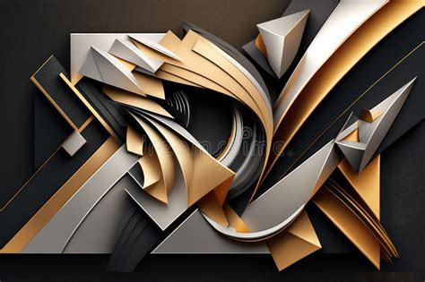 Edgy And Bold Composition Of Abstract Shapes In Metallic Silver And
