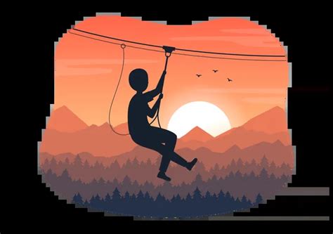 Best Premium Girl Enjoying Zip Line Illustration Download In Png And Vector Format