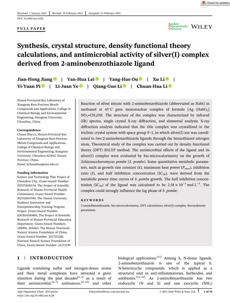 Pdf Synthesis Crystal Structure Density Functional Theory