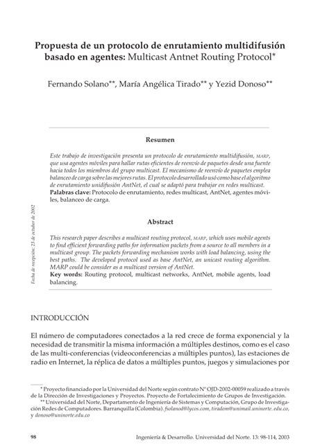 Pdf Propuesta De Un Protocolo De Enrutamiento Multidifusión Basado En