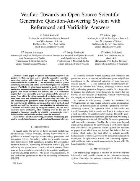 Pdf Verifai Towards An Open Source Scientific Generative Question