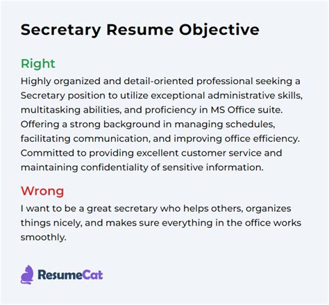 Top 16 Secretary Resume Objective Examples Resumecat