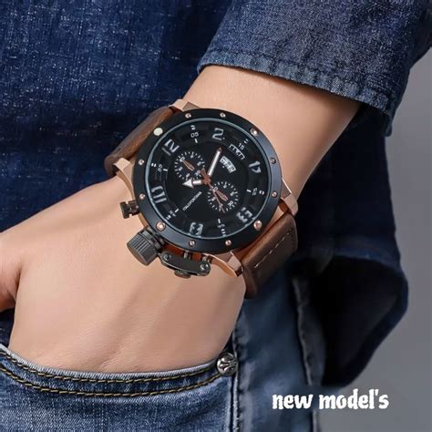 Jam Tangan Pria Keren Terbaru Model Expedition Tali Kulit 171 Jam