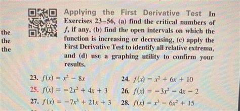 Solved Applying The First Derivative Test In Exercises