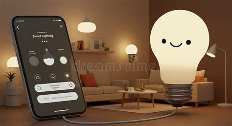 Controlling Smart Lighting With Mobile App Showing Interior Lamp Setup