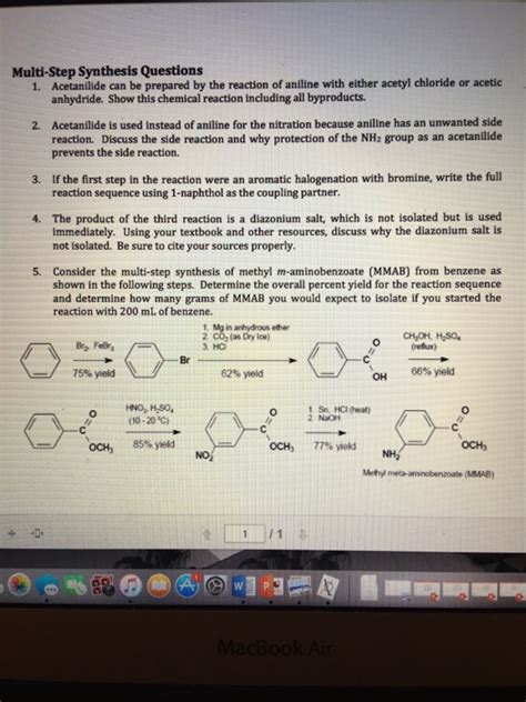 Solved Multi Step Synthesis Questions Acetanilide Can Be