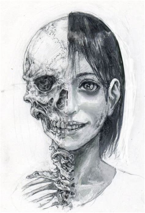 Half Skeleton Half Human Drawing