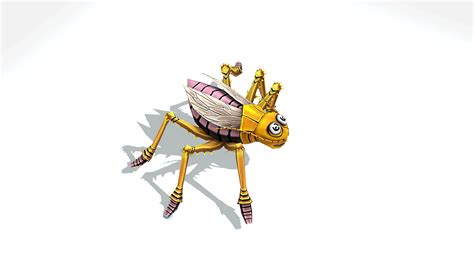 3d Model Animated Funny Cartoon White Roach Insect Vr Ar Low Poly