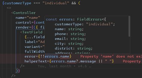 Reactjs Property Name Does Not Exist On Type FieldErrors When Using React Hook Form And