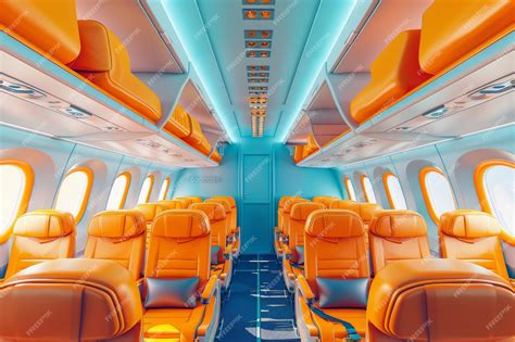 Premium Photo 3d Illustration Of Passenger Seats On The Airplane