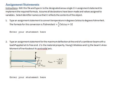 Solved Assignment Statements Instructions Edit This File