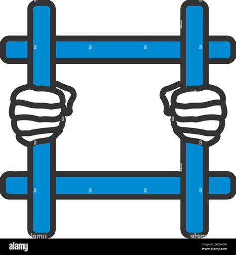 Hands Holding Prison Bars Icon Editable Bold Outline With Color Fill Design Vector