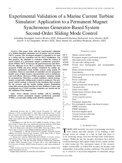 Pdf Experimental Validation Of A Marine Current Turbine Simulator Application To A Pmsg Based