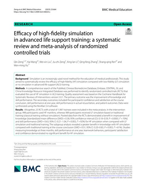 Pdf Efficacy Of High Fidelity Simulation In Advanced Life Support