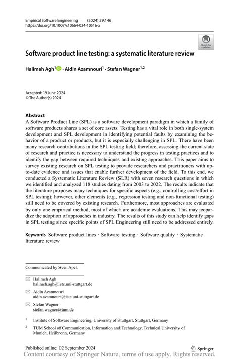 Pdf Software Product Line Testing A Systematic Literature Review