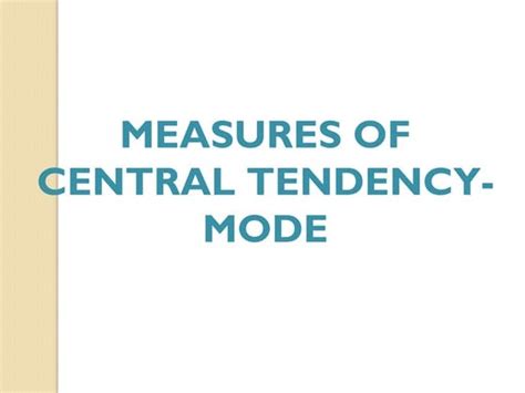 calculation of mode ppt