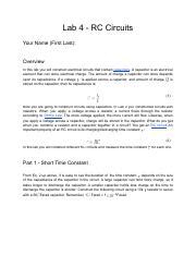 Constructing RC Circuits Capacitors Resistors And Time Course Hero