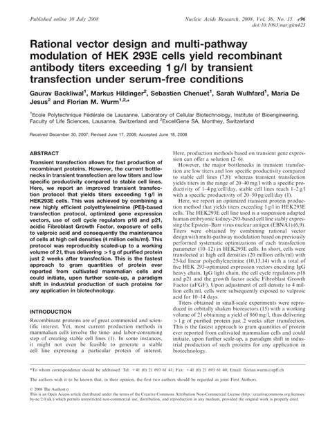 Pdf Rational Vector Design And Multi Pathway Modulation Of Hek 293e