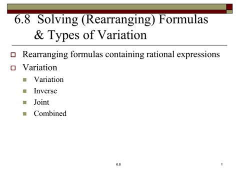 Formulas Applications And Variation