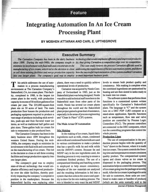 PDF Integrating Automation In An Ice Cream Processing Plant