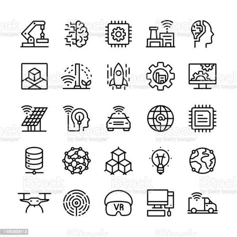 산업 40의 벡터 일러스트 레이 션 그래픽 편집 가능한 획 크기 간단한 격리 아이콘입니다 기호 기호 요소 아이콘 세트