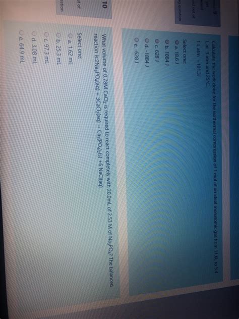 Solved Calculate The Work Done For The Isothermal