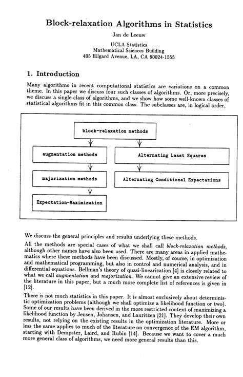 Pdf Block Relaxation Algorihtms In Statistics