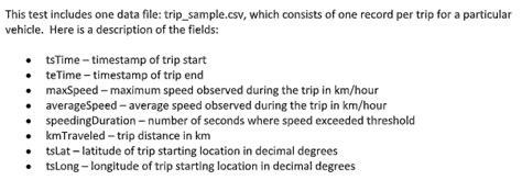 solved this test includes one data file trip sample csv