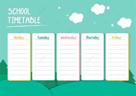School Time Table Daily Vector Template Download On Pngtree