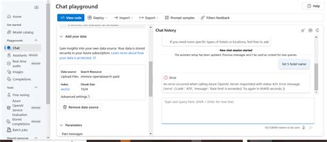 issue with token rate limit when uploading files to openai playground