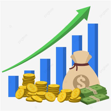 Blue Economy Grow Chart Design With Paper Money And Gold Coins Profit