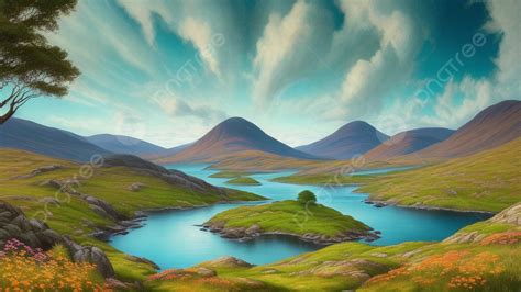 夏季風景風景畫生成ai插圖 夏天 風景優美 景观背景圖片和桌布免費下載