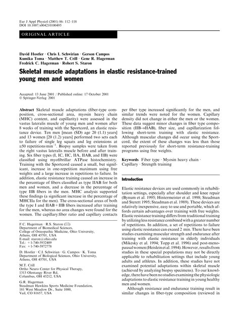 Pdf Skeletal Muscle Adaptations In Elastic Resistance Trained Young