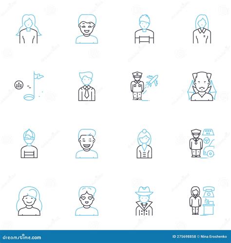 Ethnic Profile Linear Icons Set Diversity Culture Heritage Traditions Beliefs Identity