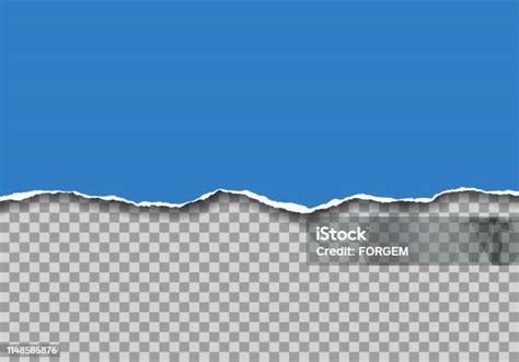 투명 한 배경에 고립 된 텍스트를 위한 공간을 가진 파란 찢어진 종이의 현실적인 그림벡터 잘려지거나 찢어진 종이에 대한 스톡