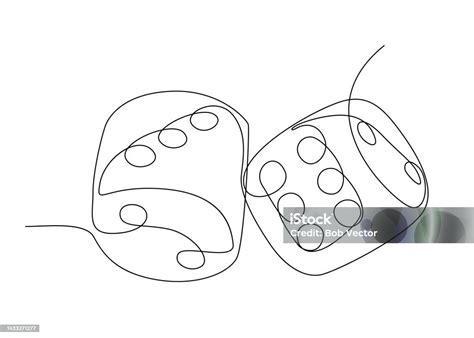 주사위의 연속 선 그리기 하나 씬 라인 일러스트 레이 션 벡터 개념 윤곽선 그리기 창조적 인 아이디어 주사위에 대한 스톡 벡터