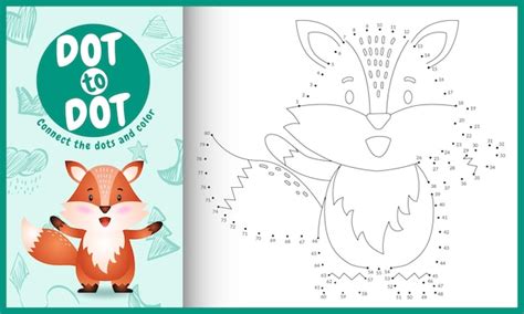 귀여운 여우 캐릭터 일러스트로 도트 키즈 게임을 연결하십시오 프리미엄 벡터